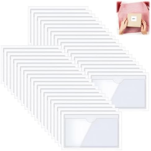 40 Pcs Self Adhesive Label Holders, Clear Plastic Card Sleeves for ...