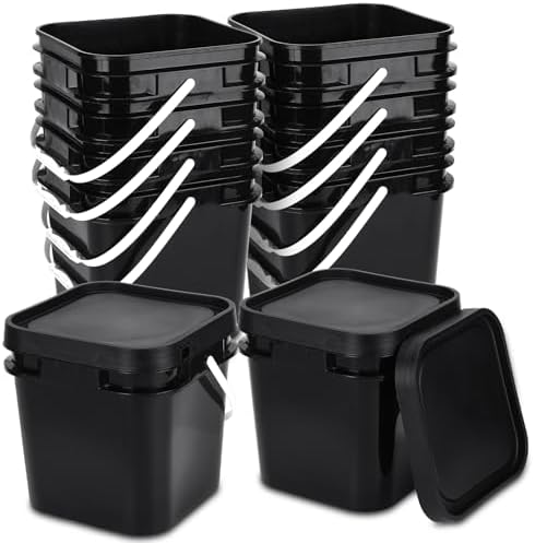 Amazon.com: Suzile 10 Pcs 2.2 Gallon Square Bucket with Lid Food Grade ...