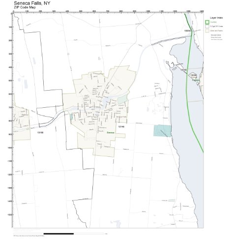 Amazon.com : ZIP Code Wall Map of Seneca Falls, NY ZIP Code Map ...