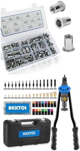 Amazon.com: AKKTOL Rivet Nut Tool Kit + Stainless Steel Rivet Nit Kit ...