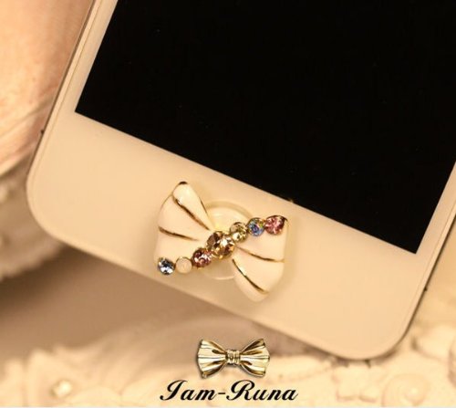 Amazon.com: Big Mango Cute White Crystal Bow Iphone Home Return Key ...