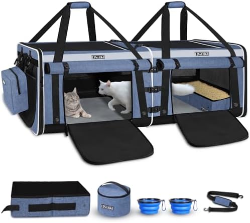 Amazon.com : Petskd Double Extra Large Cat Carrier with Litter Box and ...