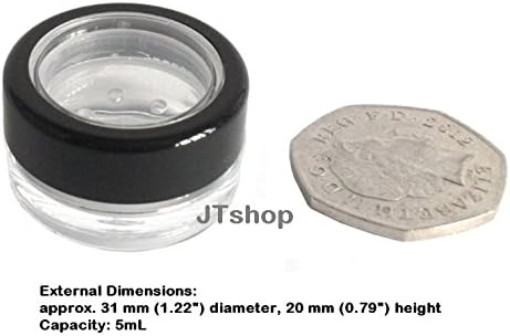 5mL Black Rimmed Thick Wall Empty Small Plastic Sifter JAR for Cosmetic ...