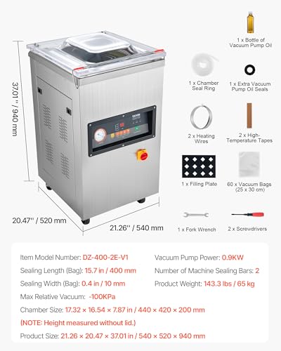 VEVOR Chamber Vacuum Sealer, 100kPa Powerful Vacuum Sealing Machine ...
