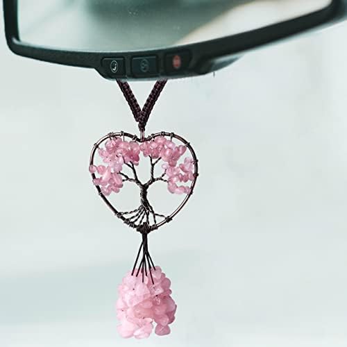 Amazon.com: DUQGUHO Pink Car Accessories - Rose Quartz Crystal Rearview ...