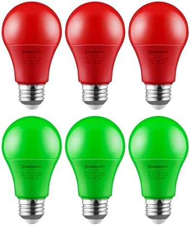 JandCase Red Light Bulb, 70W Equivalent, 9W, A19 Color Light Bulbs with ...