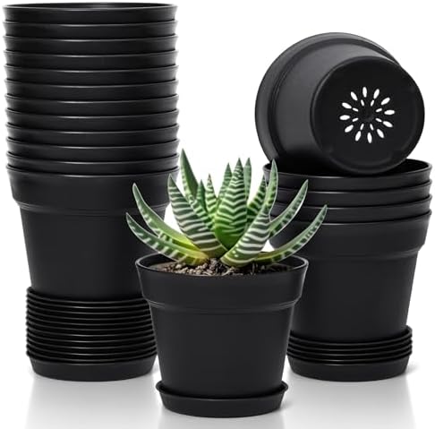 Amazon.com: T4U Flower Pots 18-Pack, 5 Inch Plant Pot with Saucer and ...