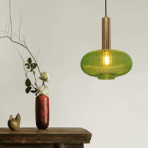 Buy KAPOOR LAMP SHADES Maloto Green Luster and Brass Hanging Light ...