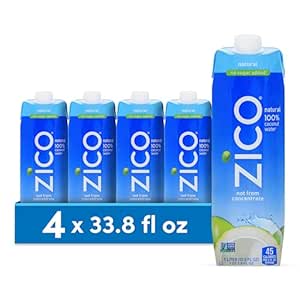 Amazon.com : ZICO 100% Coconut Water Drink, 1 Litre Carton - 4 Pack, Natural Flavored - No Sugar ...