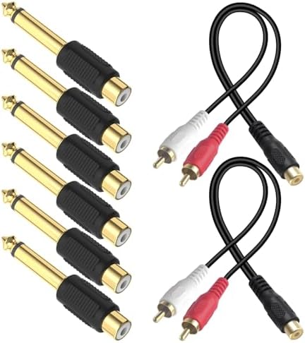 Amazon.com: VCE RCA to 1/4" Audio Adapter Bundle with RCA Splitter 1 ...