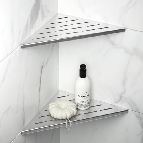 Amazon.com: Sanbege 2 Pcs 304 Stainless Steel Corner Shelf with Screws ...