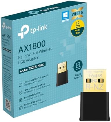 TP-Link Clé WiFi 6 Puissante AX1800 Mbps, Archer TX20U Nano, Nano Adaptateur USB WiFi, dongle ...