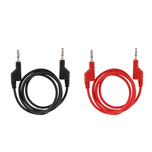 2X Copper 25A Stackable 4mm Banana Plug Multimeter Test Cable Lead Wire ...