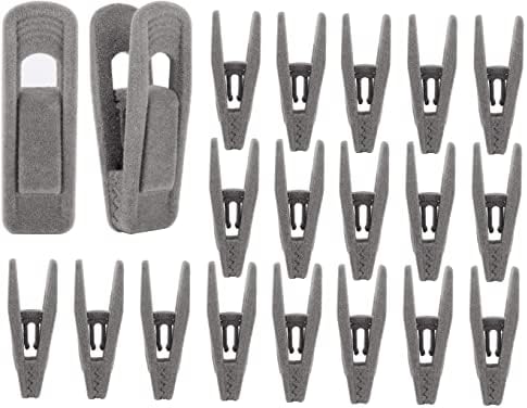 Amazon.com: Wonck Grey Velvet Hanger Clips 20 Packs, Pants Hangers ...