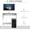 homcom Compact Small Computer Table Wooden Desk Keyboard Tray Storage ...