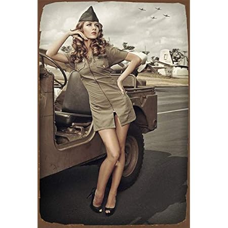 Amazon.com : Pin Up Girl WW2 Poster Vintage Style Metal Advertising ...