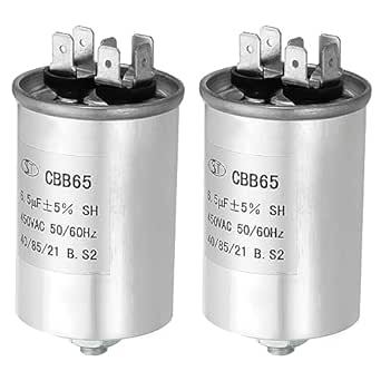 PATIKIL 6.5uF 6.5MDF 450VAC Fan Start Capacitor,2Pcs CBB65 Circular Run Capacitor with Screws ...