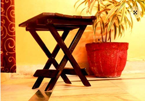 Giftoshopee Wooden Folding Table for Living Room,12x12x12 Inch (Black ...
