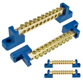 BaYiToo 4 Pcs Ground Bus Bar Terminal Block, 10 Positions Brass Wire ...