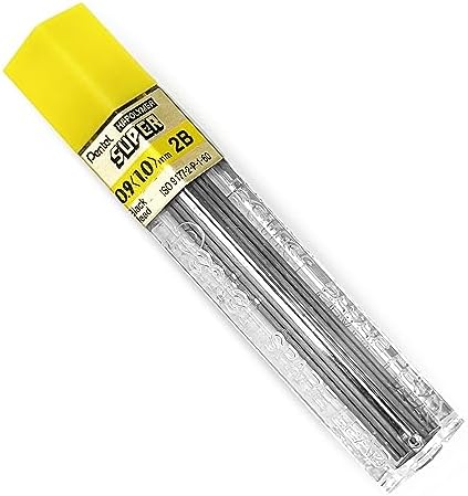 Pentel Super Hi-Polymer Leads, 0.9mm, Grade 2B, 1 tube of 15 leads ...
