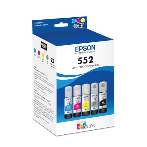 EPSON 552 EcoTank Ink Ultra-high Capacity Bottle Five Color Combo Pack ...