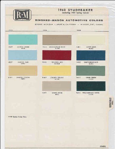 1960 Studebaker Color Paint Chip Page: Studebaker: Amazon.com: Books