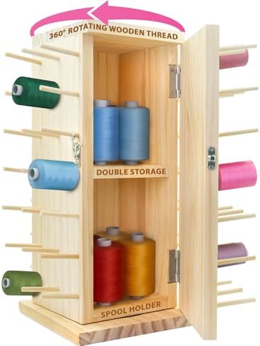 Amazon.com: guwealthy 93 Spools Wooden Thread Rack, 【2024 NEW 】 360 ...