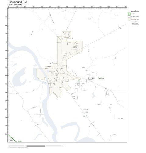 Amazon.com : ZIP Code Wall Map of Coushatta, LA ZIP Code Map Not ...