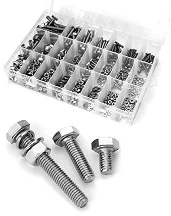 QWORK M3~M6 Stainless Steel Screws Assortment, 520 Pieces Hex Screws ...
