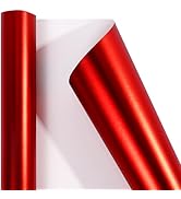 HBell Red Christmas Wrapping Paper Roll,3 Rolls 43cm x 3m Red Metallic ...