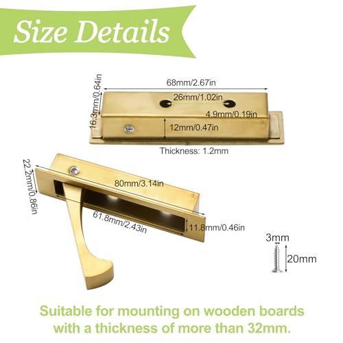 UFURMATE Flush Mount Door Pull, 2PCS 304 Stainless Steel Pocket Door ...