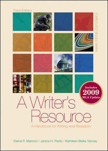 A Writer's Resource (spiral-bound) 2009 MLA Update, Student Edition ...