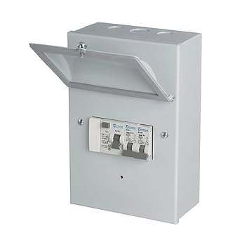 2 Way Garage Shed Metal Consumer Unit Distribution Board Fuse Board RCD ...