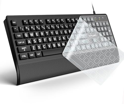 Amazon.com: Large Print Computer Keyboard,High Contrast Big Letter ...