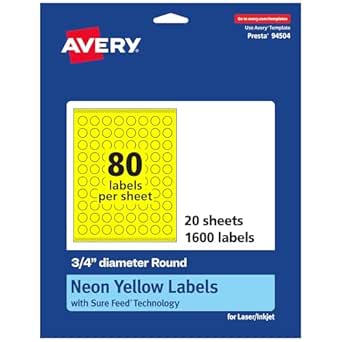 Amazon.com: Avery Printable Round Labels with Sure Feed Technology, 3/4 ...