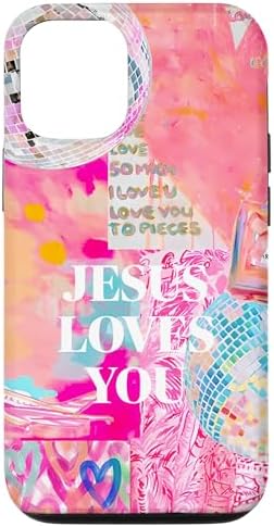 Amazon.com: iPhone 12/12 Pro Pink Preppy Collage Jesus Loves You ...