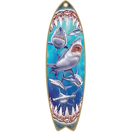 Amazon.com: SJT ENTERPRISES, INC. Shark Attack 5" x 16" Surfboard Wood ...