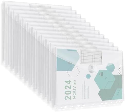 Amazon.com : HOUYEE 32 Pack Binder Pocket, 11 Holes Heavy Duty Clear Poly Binder Envelope with ...