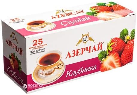 Amazon.com : Azercay Black Tea with STRAWBERRY 25 Tea Bags Made in ...