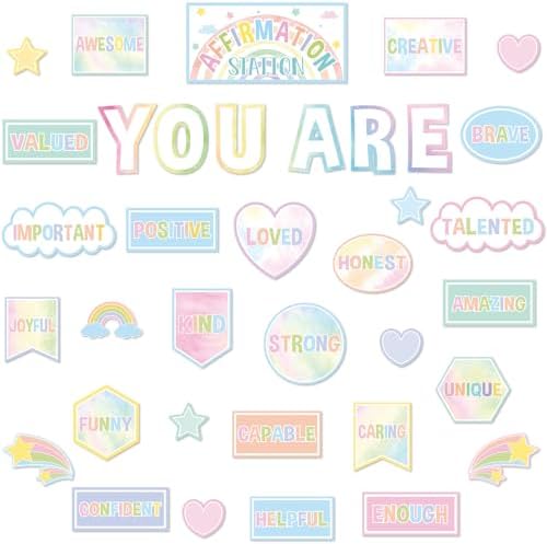 Amazon.com : Pastel Affirmation Station Motivational Bulletin Board Set ...