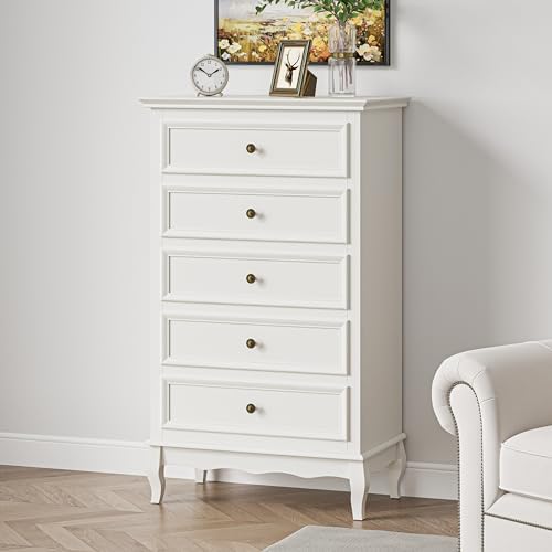 Amazon.com: May in Color White 5 Drawer Dresser for Bedroom, Modern ...