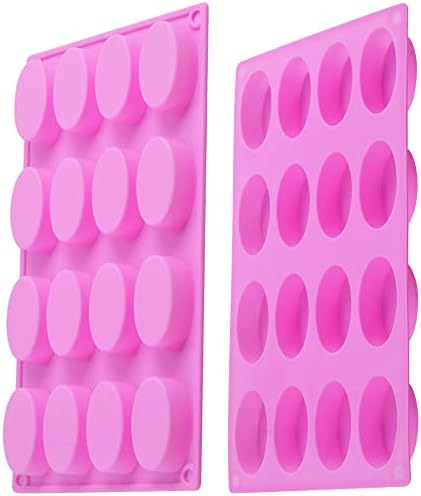Amazon.com: Newk Silicone Oval Soap Molds, 2Packs 16-Cavities DIY ...