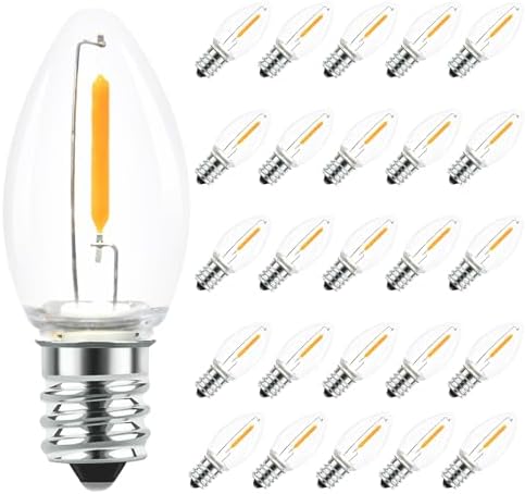 SOTOPOO 25 Pack LED C7 Light Bulbs - Clear Glass LED E12 LED Night ...