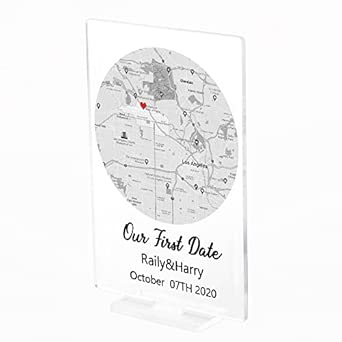 Amazon.com: Godchoices Personalized Acrylic Map Our First Date Plaque ...
