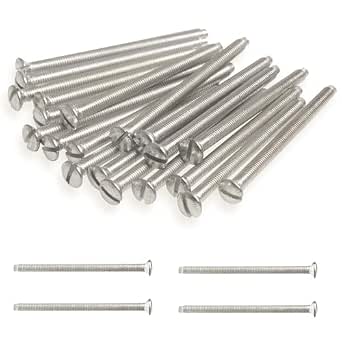 40PCS M3.5 Electrical Socket Screws, Silver Flat Head Slotted Machine ...