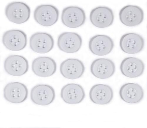 Colour 4 Hole Round Shirt Buttons 10mm Wide Pack of 20 (White) : Amazon ...