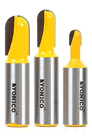 YONICO Round Nose Core Box Router Bit Set 3 Bit 1/2-Inch Shank 14360 ...