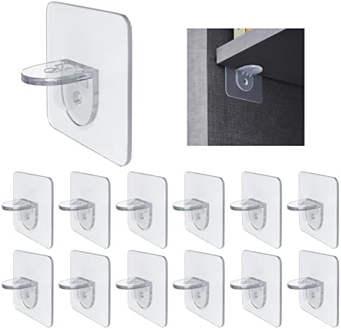 12 PCS Transparent Shelf Support Pegs Punch Free Self-Adhesive L-Shaped ...