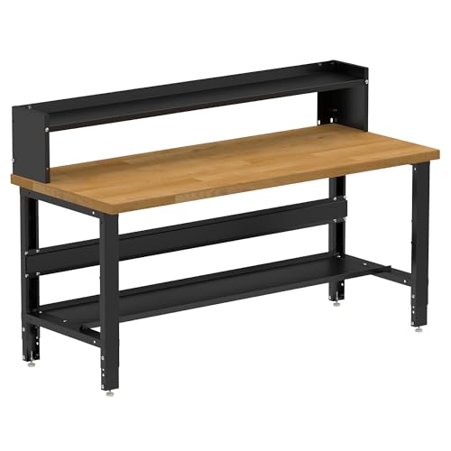 Borroughs® 72" Adjustable Workbench, Hardwood Top Heavy-Duty ...