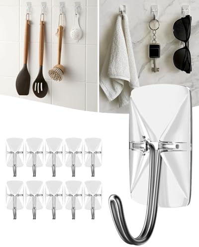 Amazon.com: 15 Clear Small Wall Hooks with 20 Strips for Hanging, Wire ...